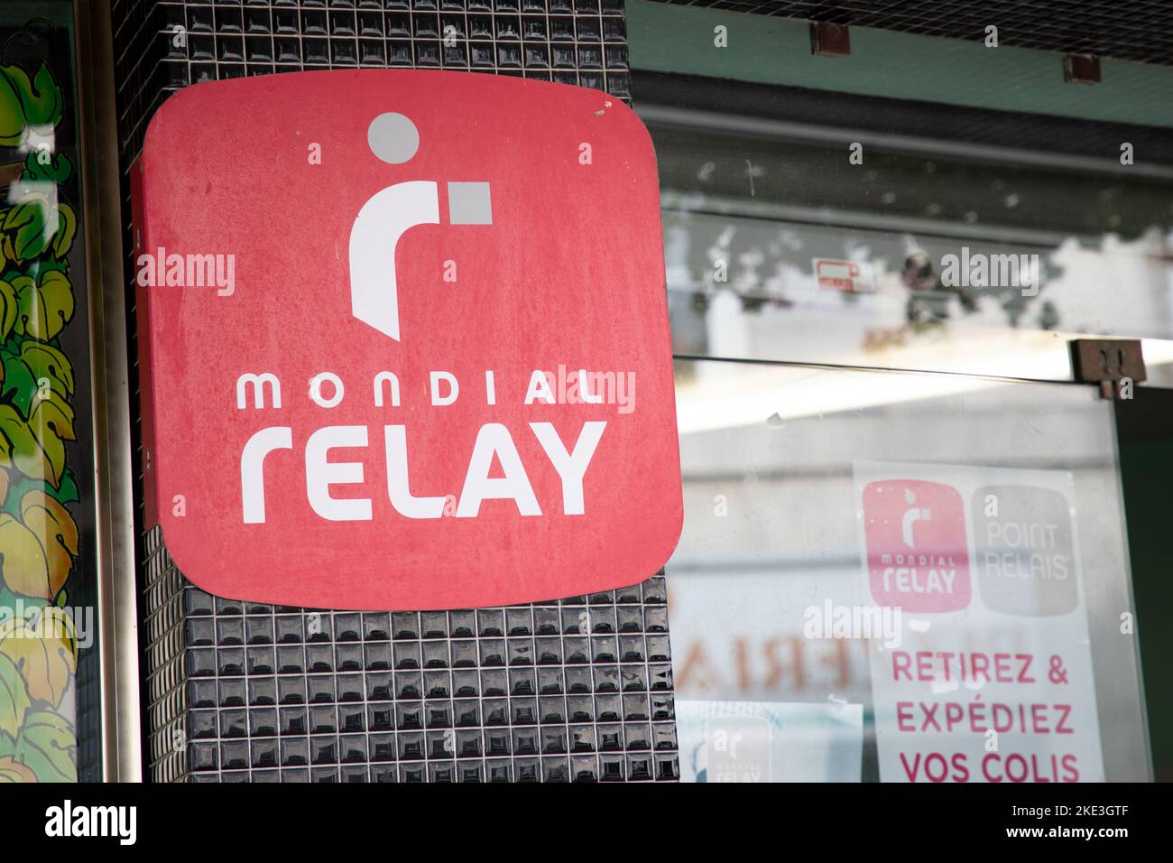 Bordeaux , Aquitaine France - 10 30 2022 : Mondial Relay sign brand and ...
