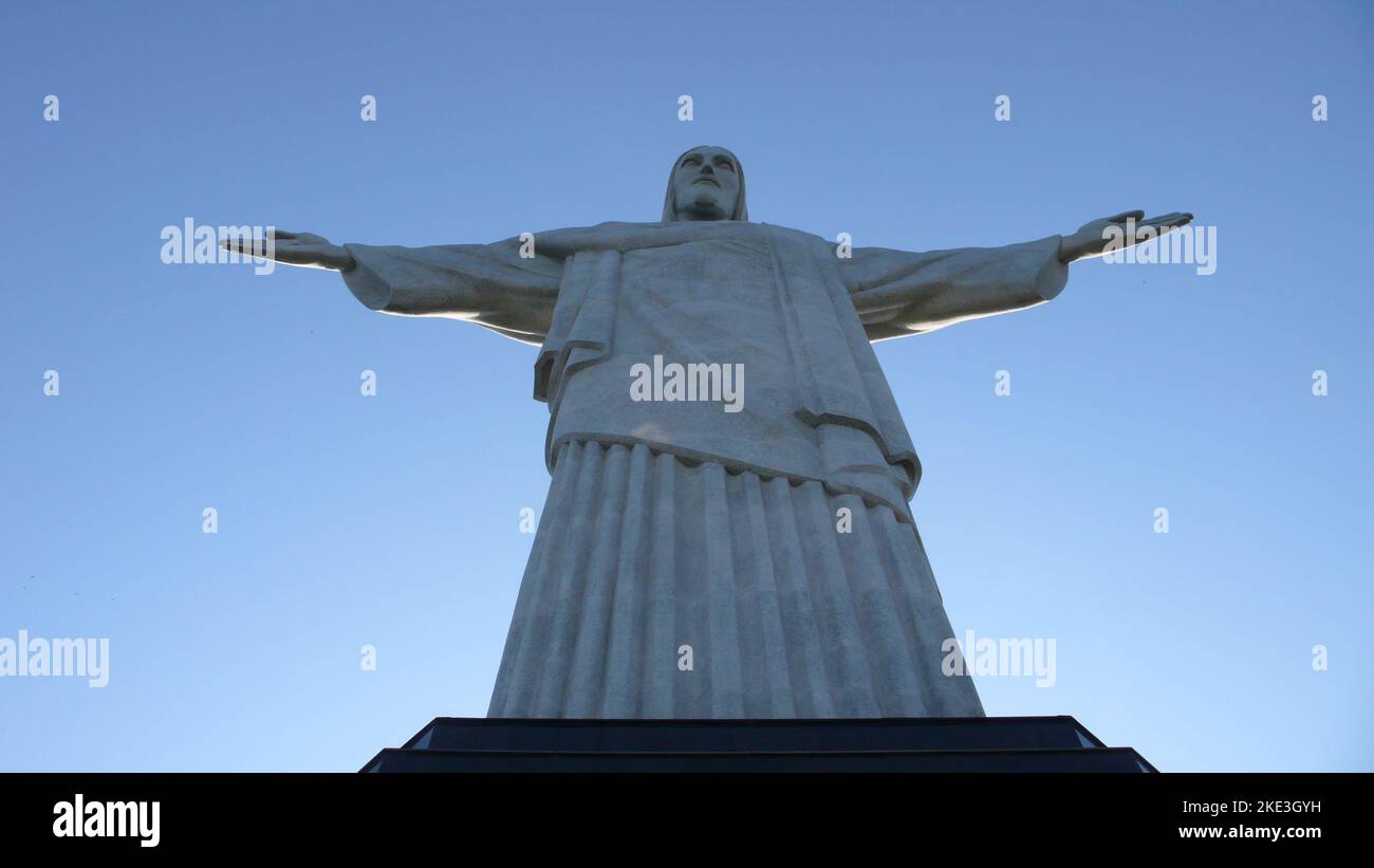 Rio de Janeiro Brazil christ statue blue sky symetric Stock Photo - Alamy