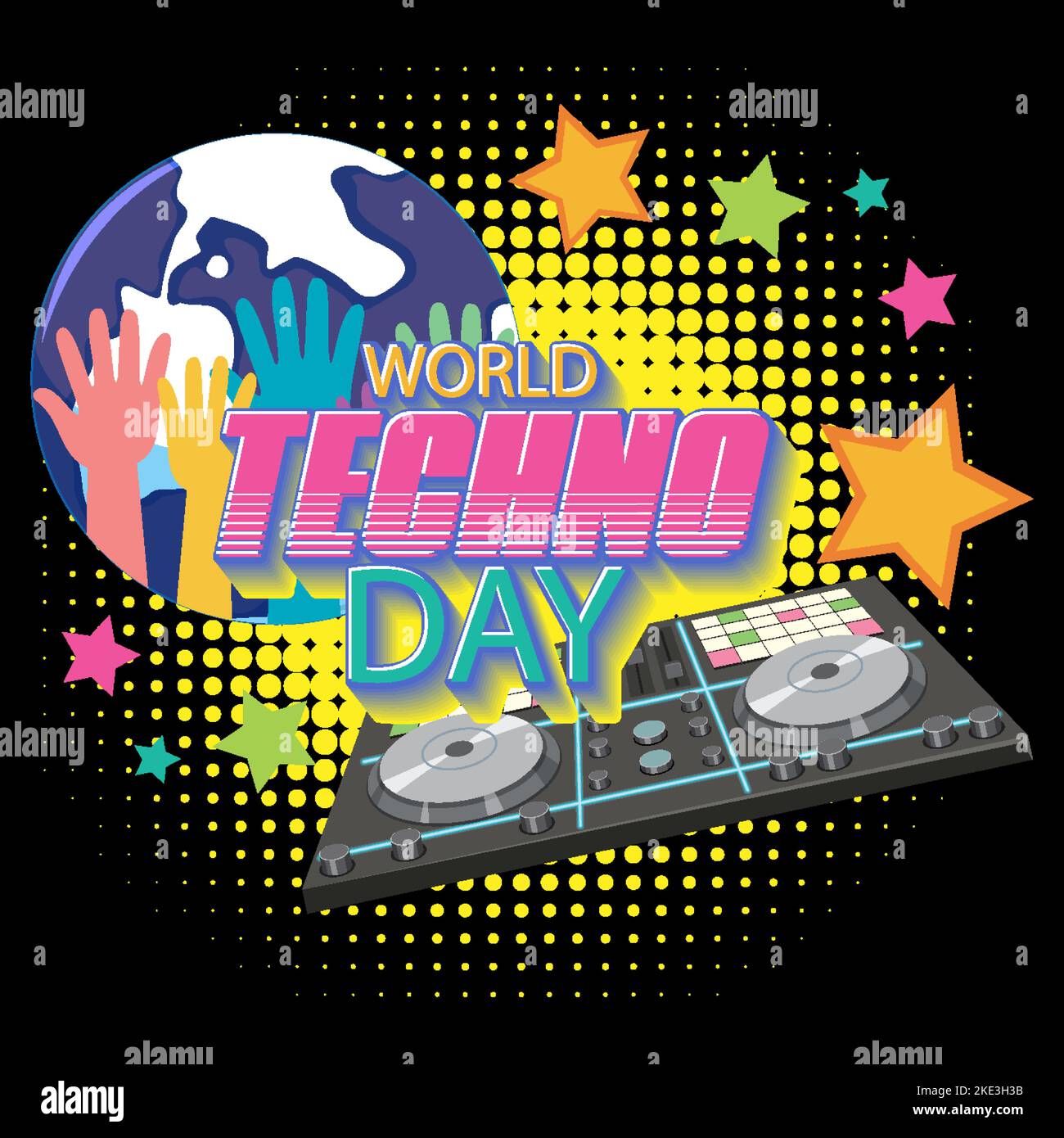 World techno day text banner design illustration Stock Vector Image ...