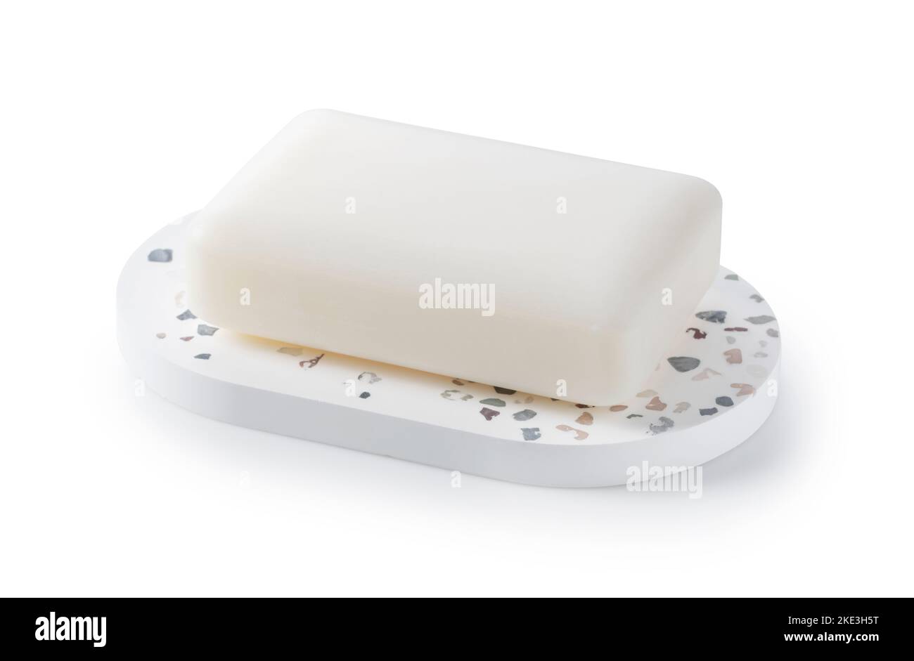 White solid soap and soap dish placed on a white background Stock Photo ...