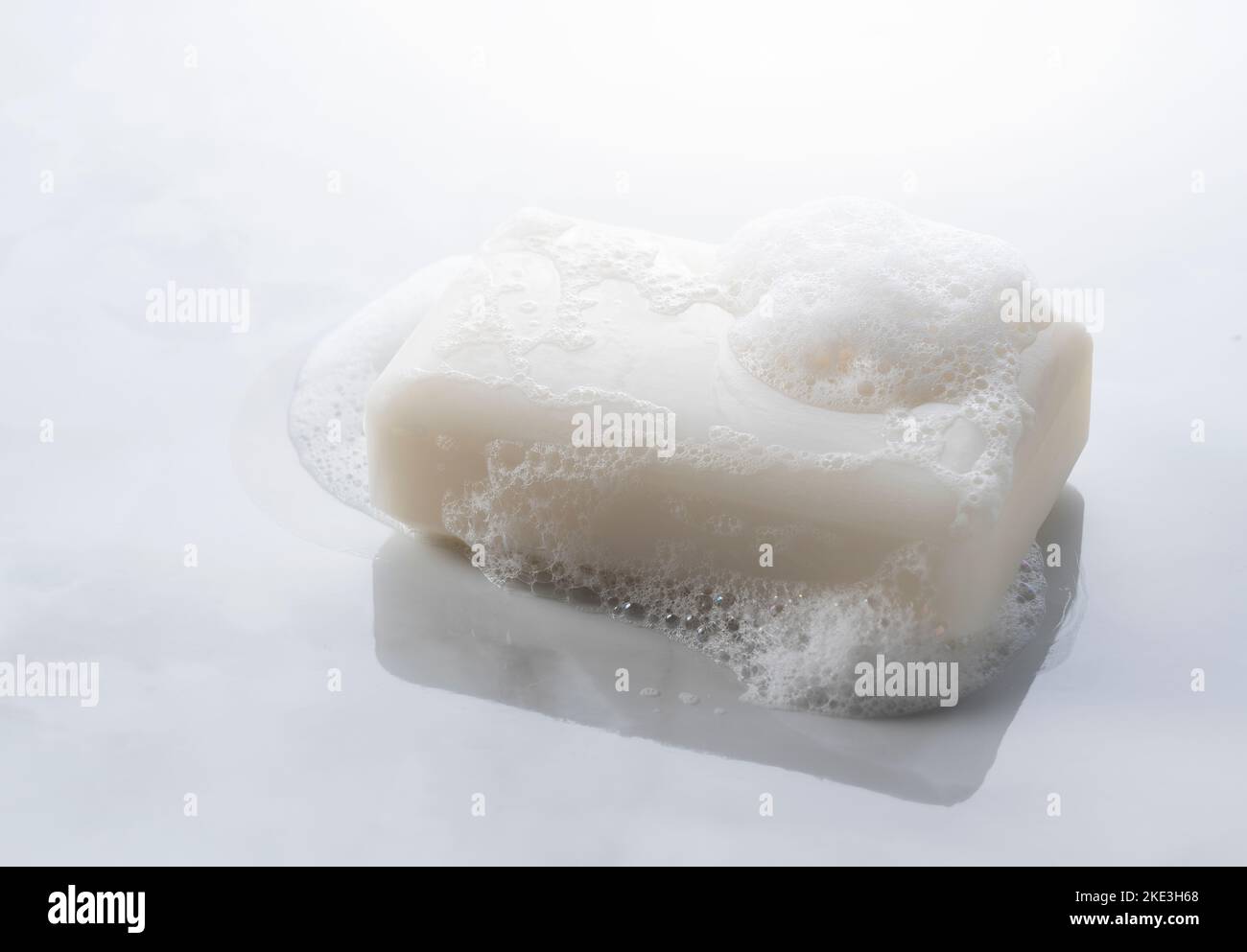 Soap bar with bubbles and foam hygiene in bathroom hi-res stock ...