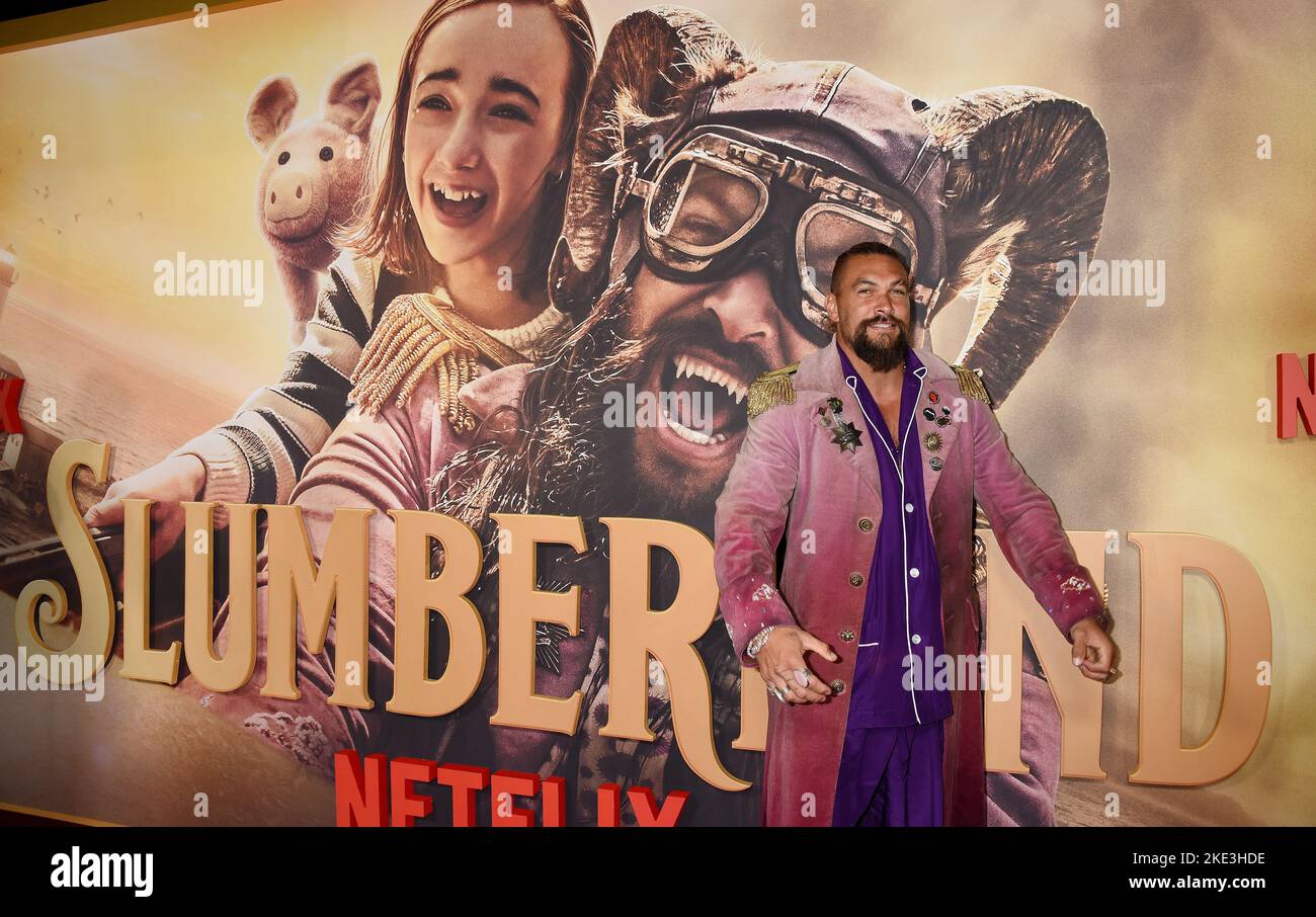 Jason Momoa arriving at the "Slumberland" Los Angeles Premiere held at ...