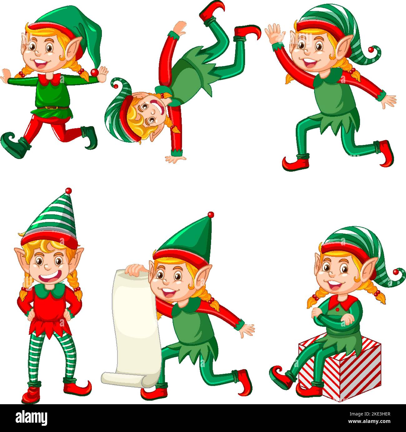 Cute kid wearing elf costume cartoon illustration Stock Vector Image ...