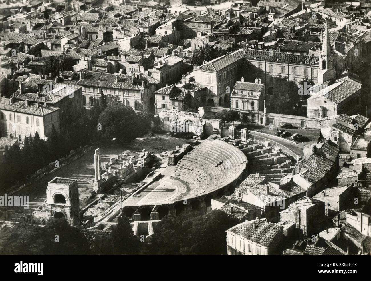 View of the Arles Roman theatre, France 1960s Stock Photo - Alamy
