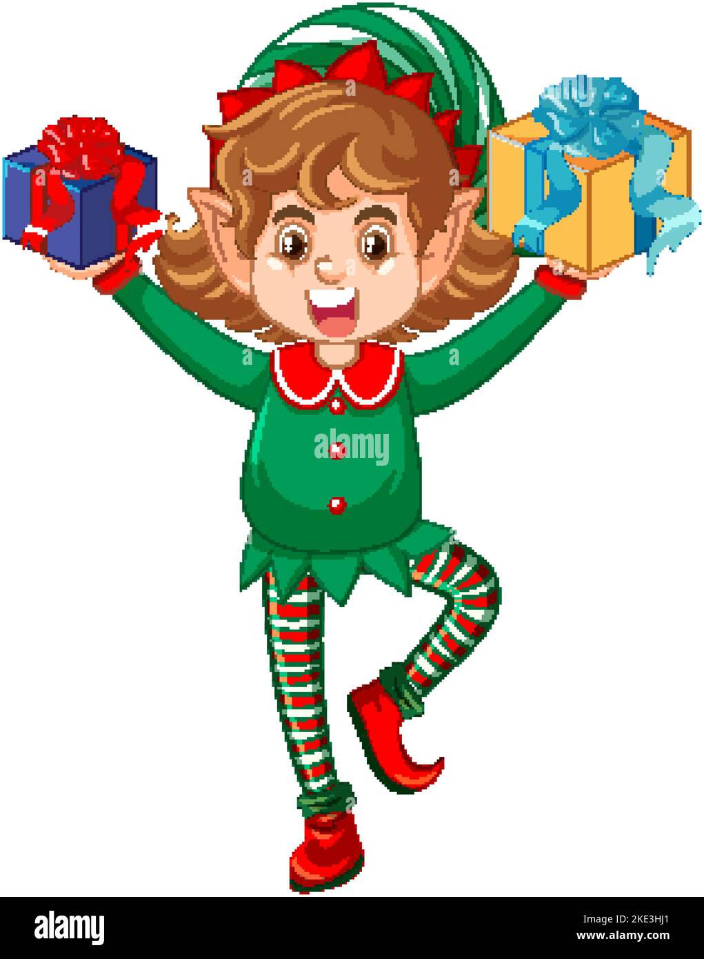 Christmas elf holding gifts illustration Stock Vector Image & Art - Alamy
