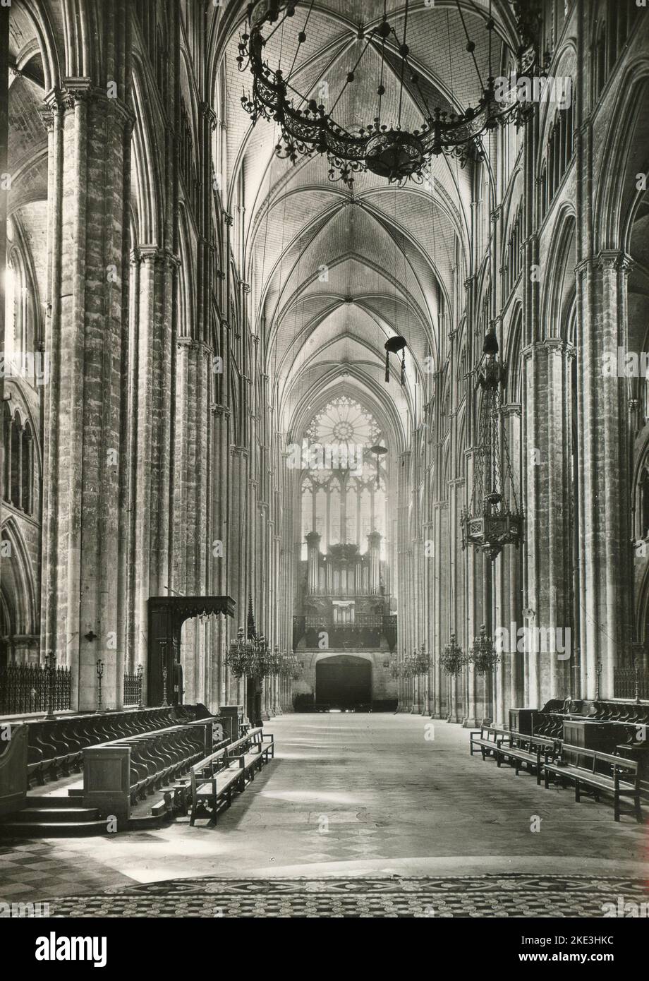 Inside view of the St. Etienne Cathedral, Bourges, France 1960s Stock ...