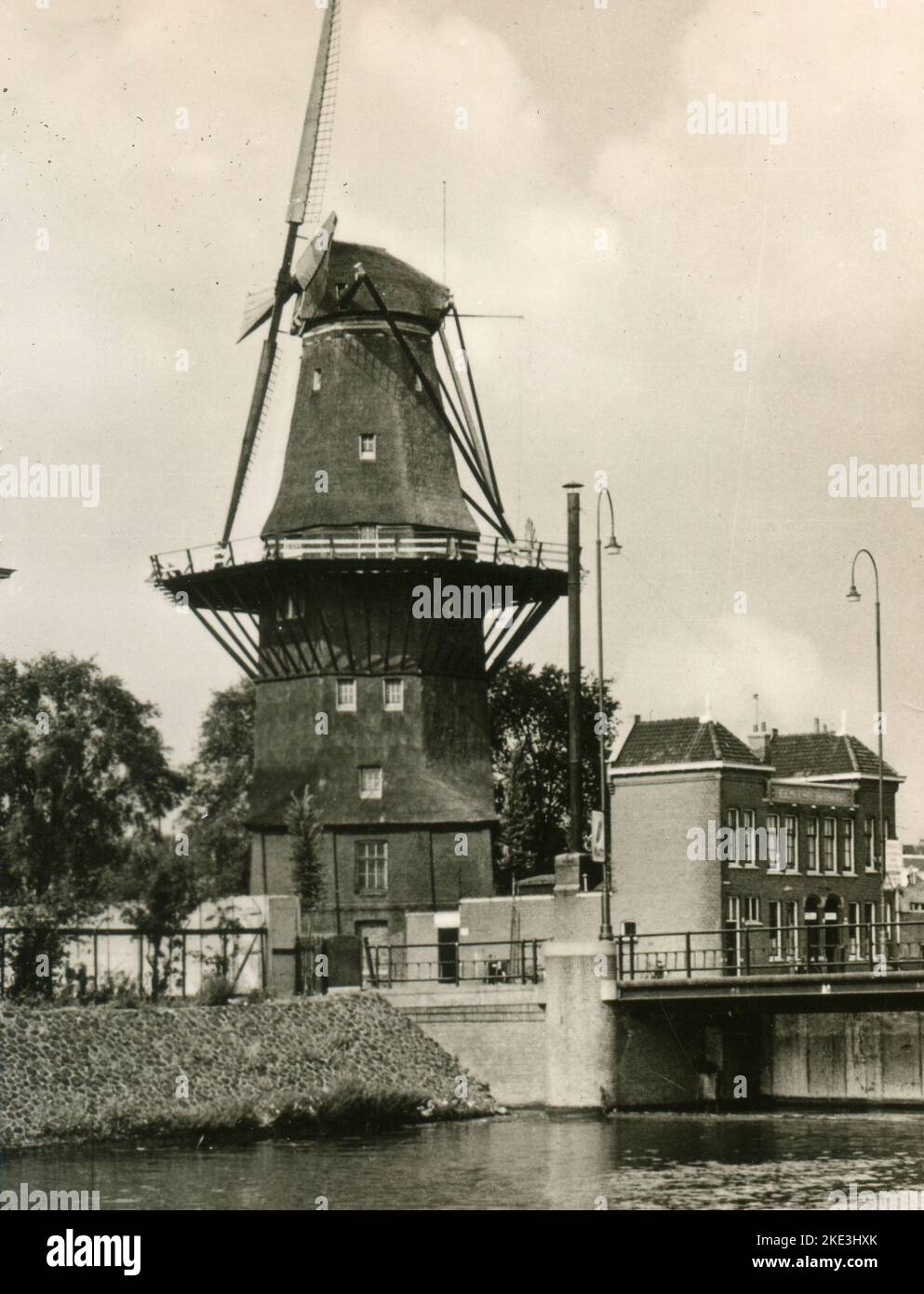 De Gooyer windmill and the canals of Amsterdam, Holland 1960s Stock ...