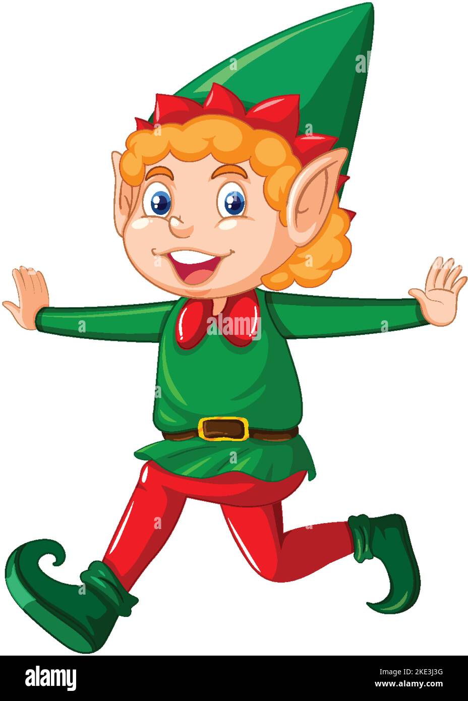 Cute kid wearing elf costume cartoon illustration Stock Vector Image ...