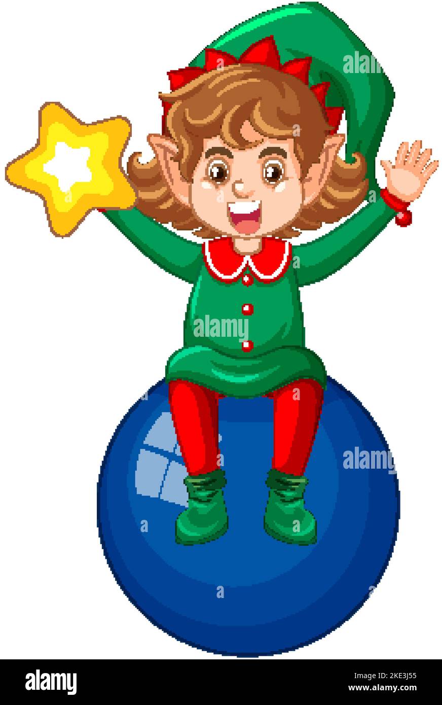 Christmas elf holding star illustration Stock Vector Image & Art - Alamy