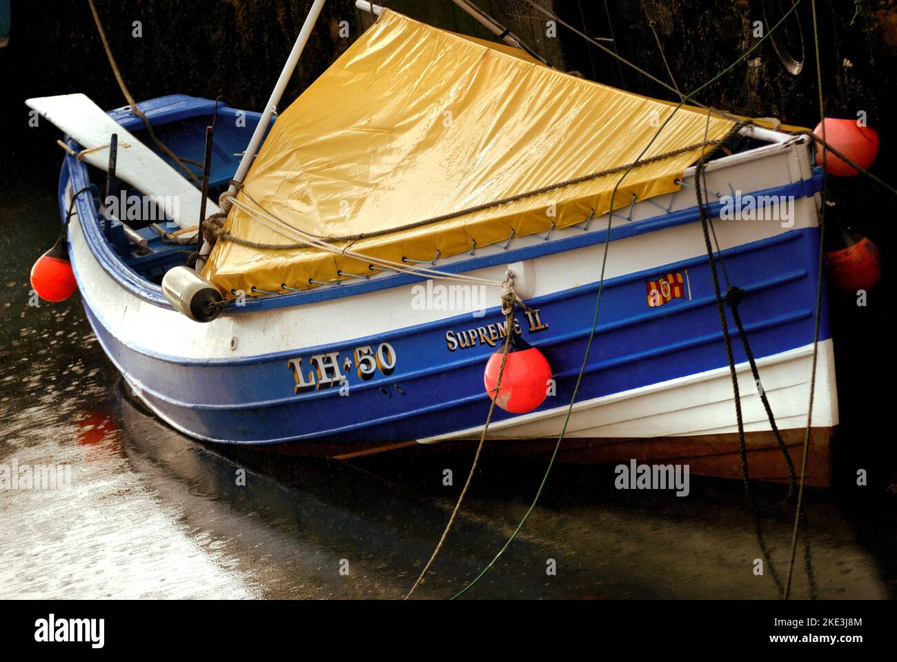 Traditional Coble boat, Beadnell harbour, Northumberland Stock Photo ...