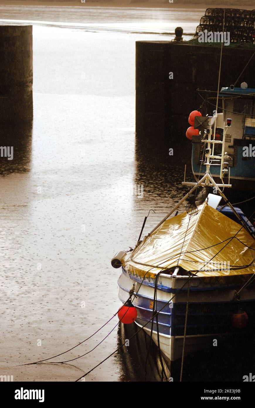 Traditional Coble boat, Beadnell harbour, Northumberland Stock Photo ...