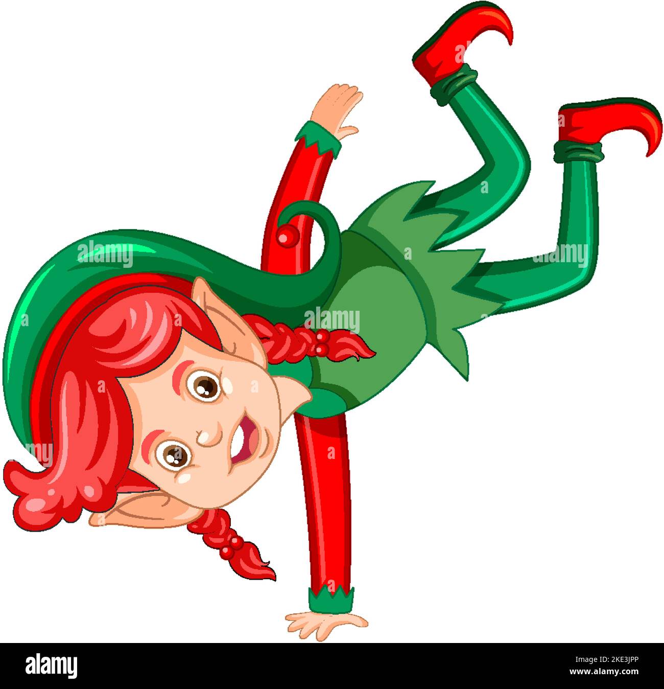 Cute kid wearing elf costume cartoon illustration Stock Vector Image ...