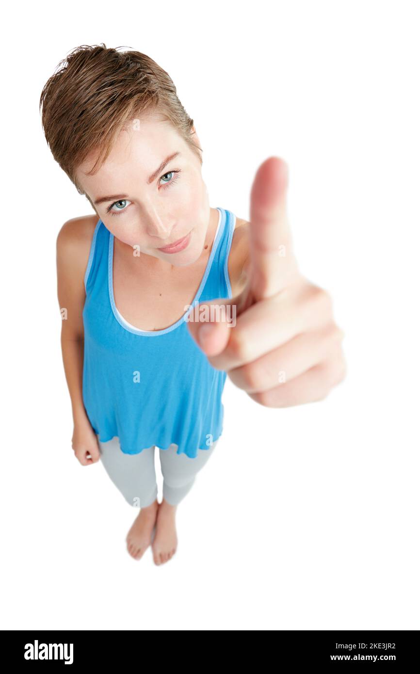 This is a bargain and you know it. Studio shot of a young woman ...