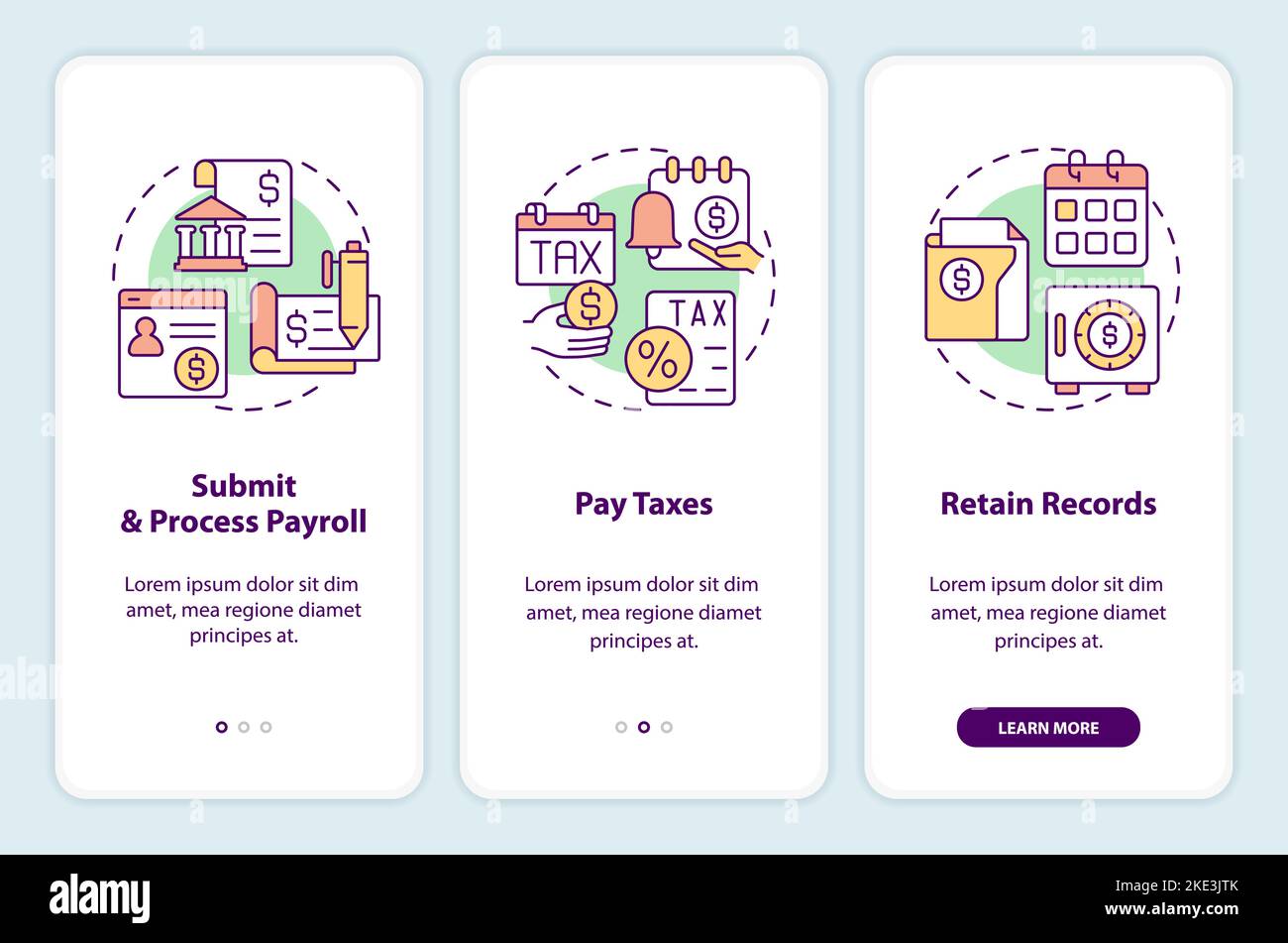Stages Of Payroll Processing Onboarding Mobile App Screen Stock Vector Image And Art Alamy