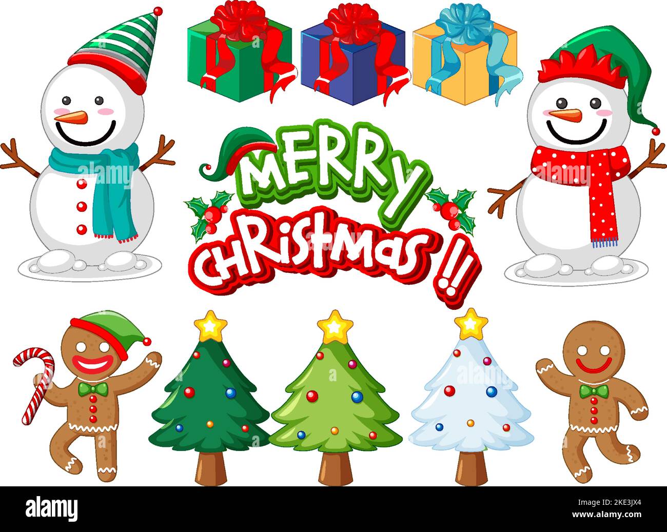 Set of Christmas elements and objects illustration Stock Vector Image ...