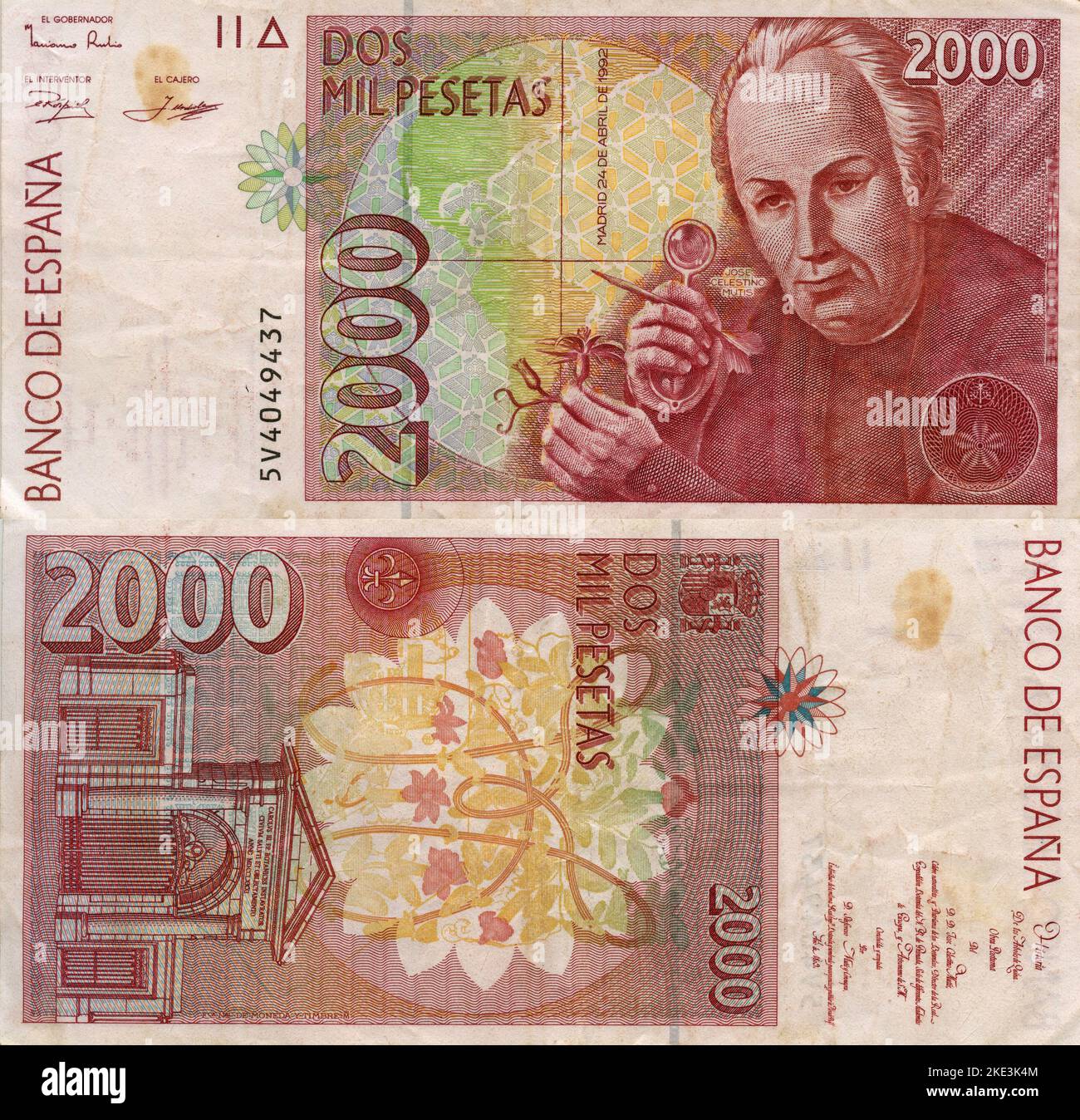 Central Bank of Spain 2000 Pesetas Banknote, Madrid 1992 Stock Photo ...