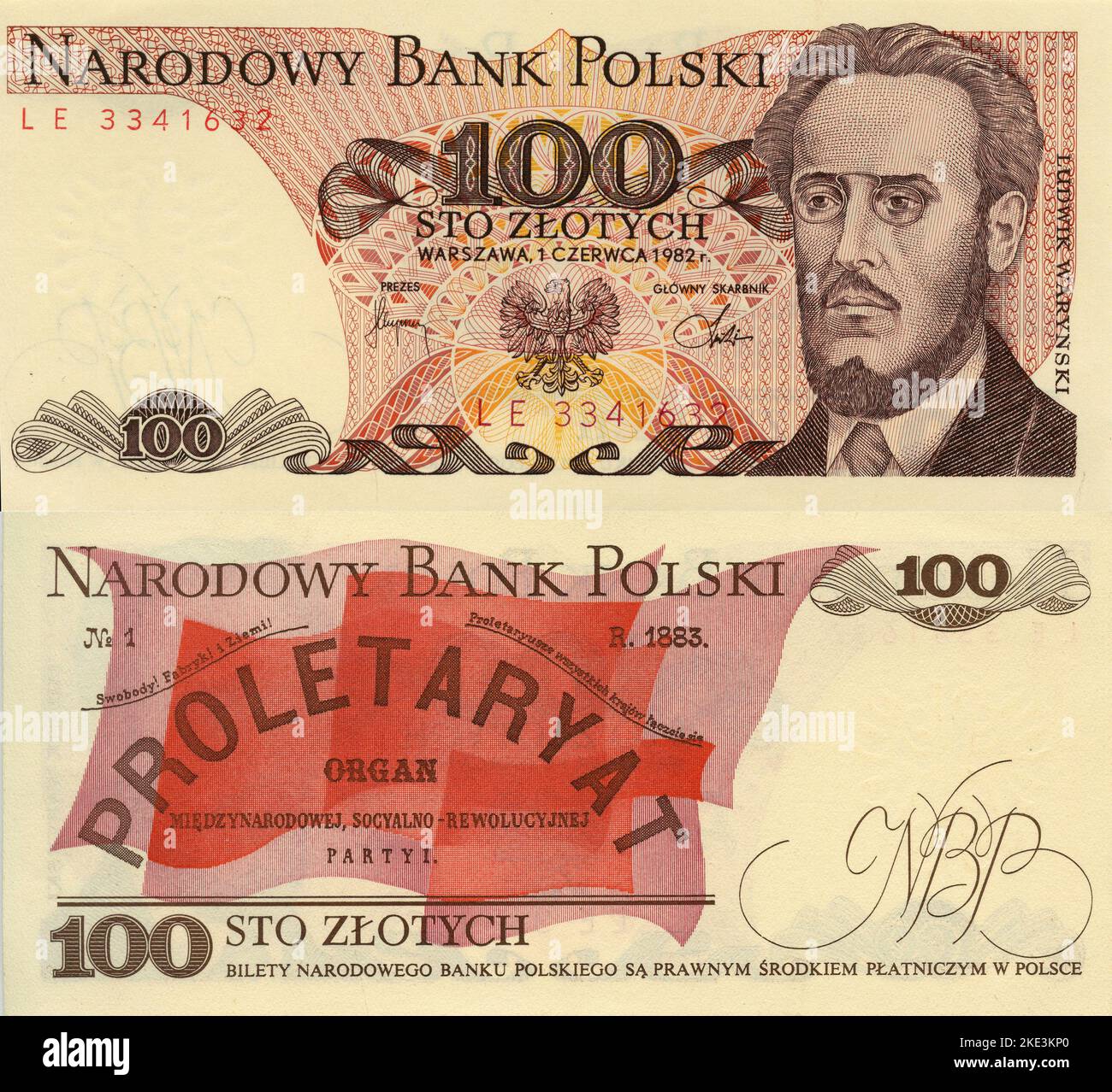 Central Bank of Poland 100 Zloty Banknote, Warsaw 1982 Stock Photo - Alamy