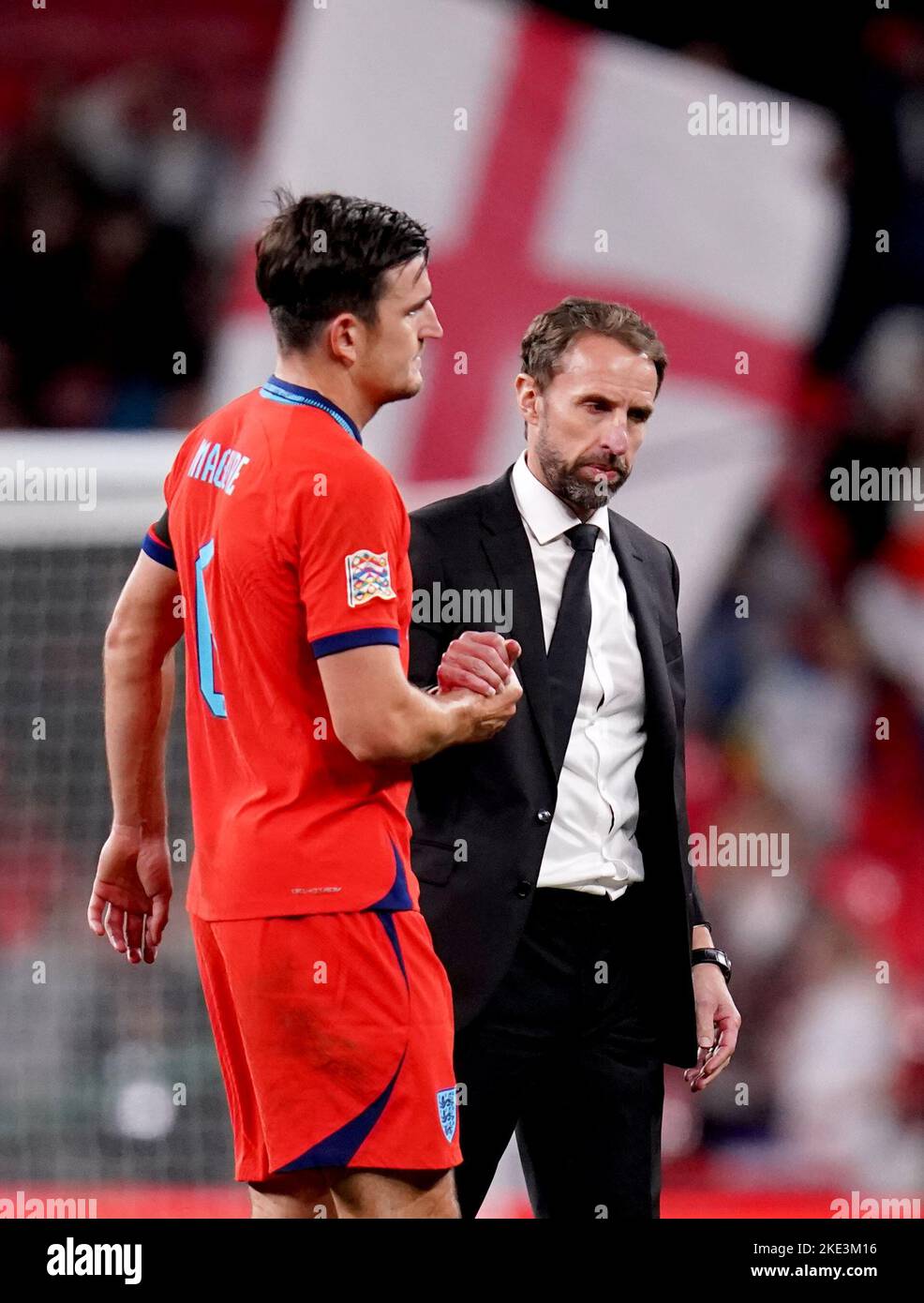 File photo dated 26-09-2022 of England manager Gareth Southgate shakes ...