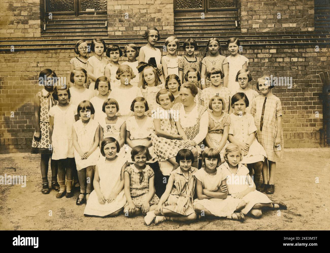 Class photo with girls students and teachers from the school, Germany ...