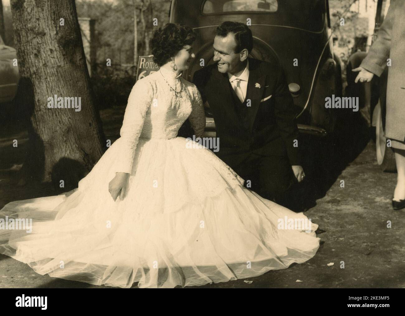 Wedding in a village in central Italy: The Bride and the Groom taking ...