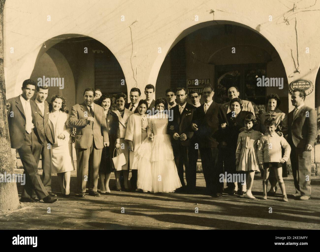 Wedding in a village in central Italy: The Bride and the Groom taking ...