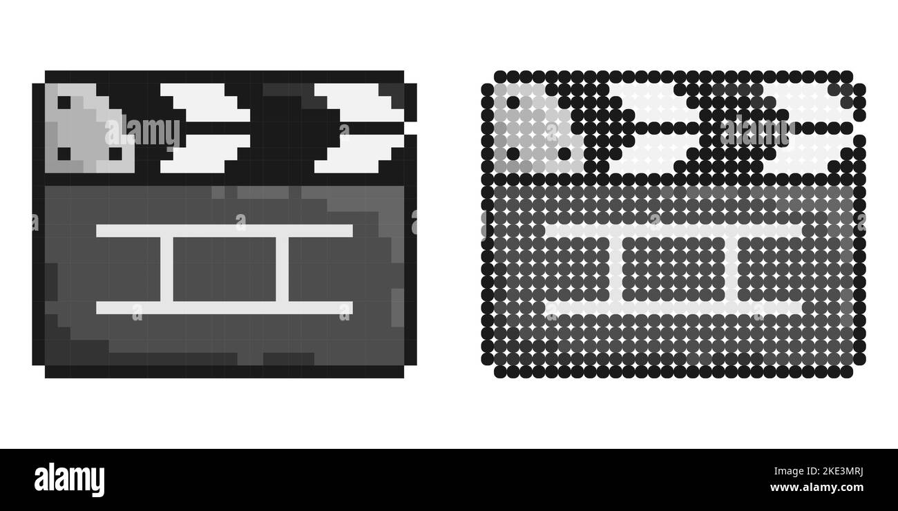 Pixel icon. Clapper board for shooting film in open position. Assistant ...