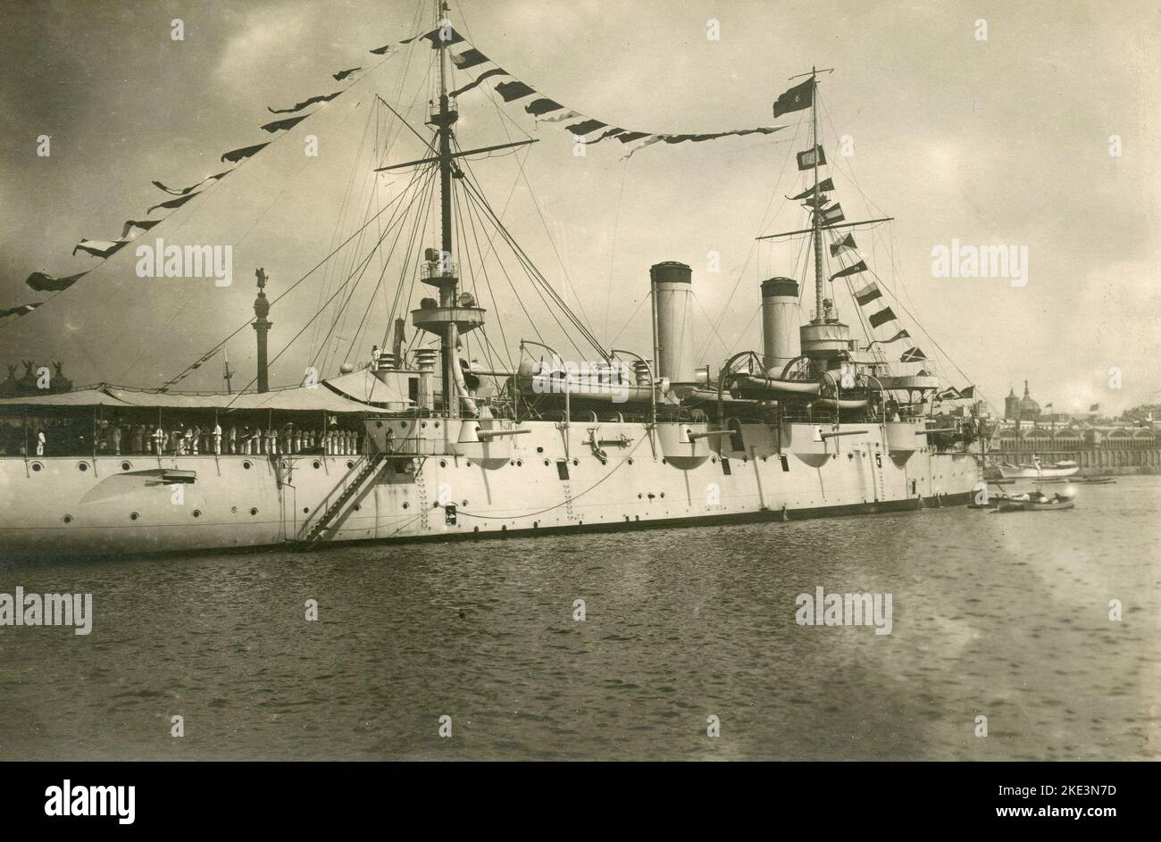 Cruiser warship at the ancor, Italy 1920s Stock Photo - Alamy