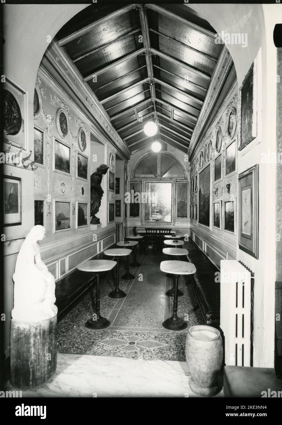 Inside view of Antico Caffè Greco bar and café, Rome, Italy 1970s Stock ...