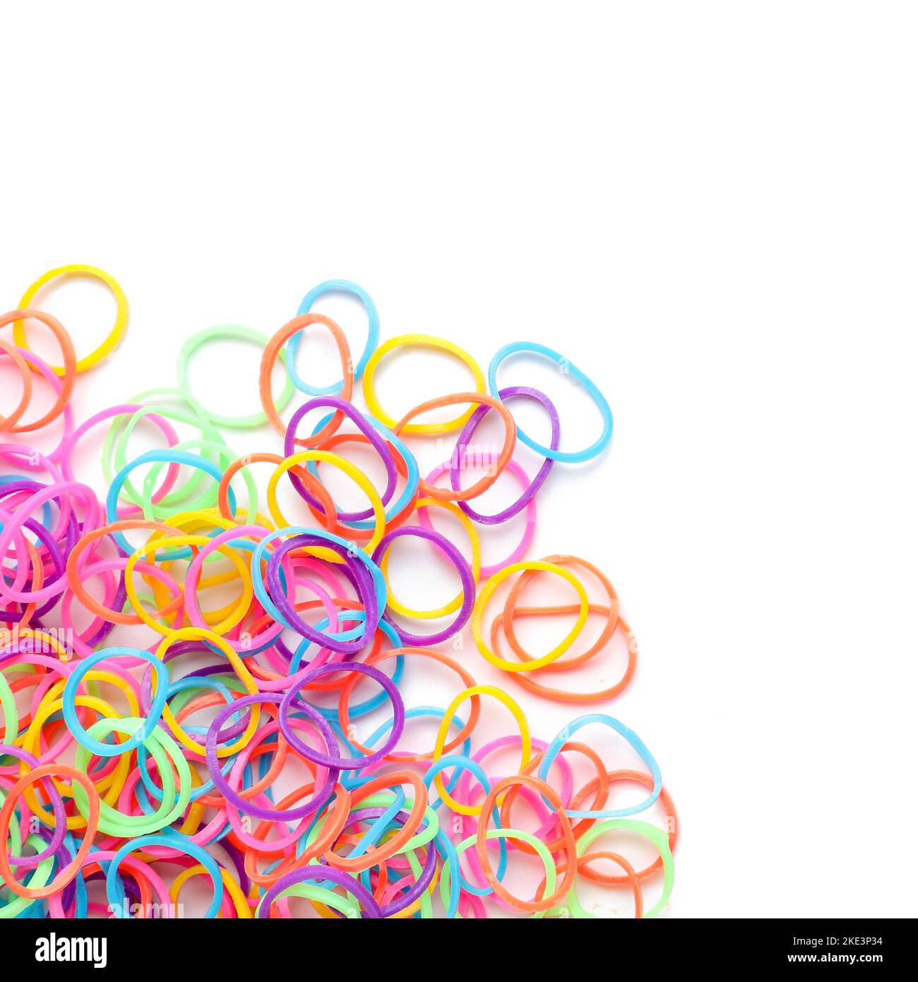 Heap of office colorful rubber bands isolated on white background Stock ...