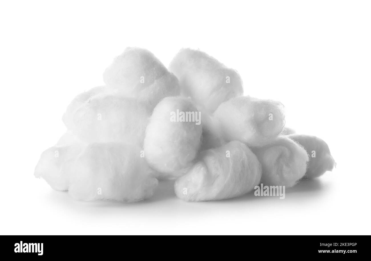 Soft cotton balls on white background Stock Photo - Alamy