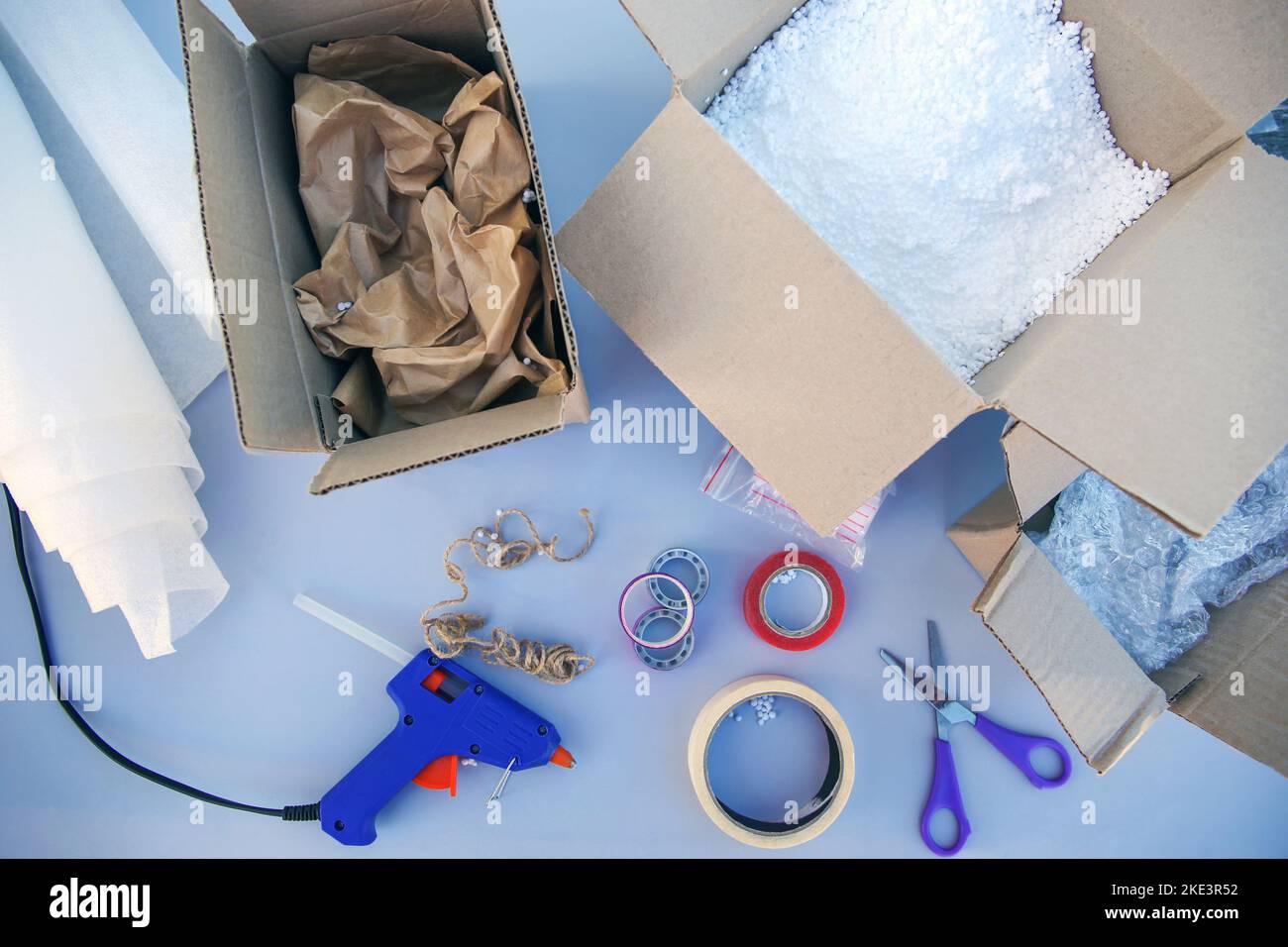 Different packaging for parcels. The concept of protecting fragile ...