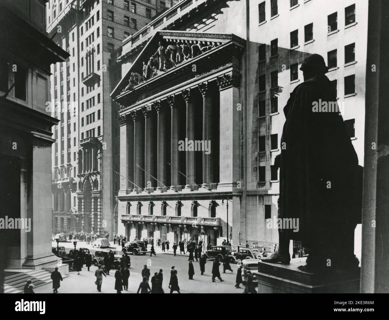 View of the Stock Exchange Building in Wall Street, New York City, USA ...