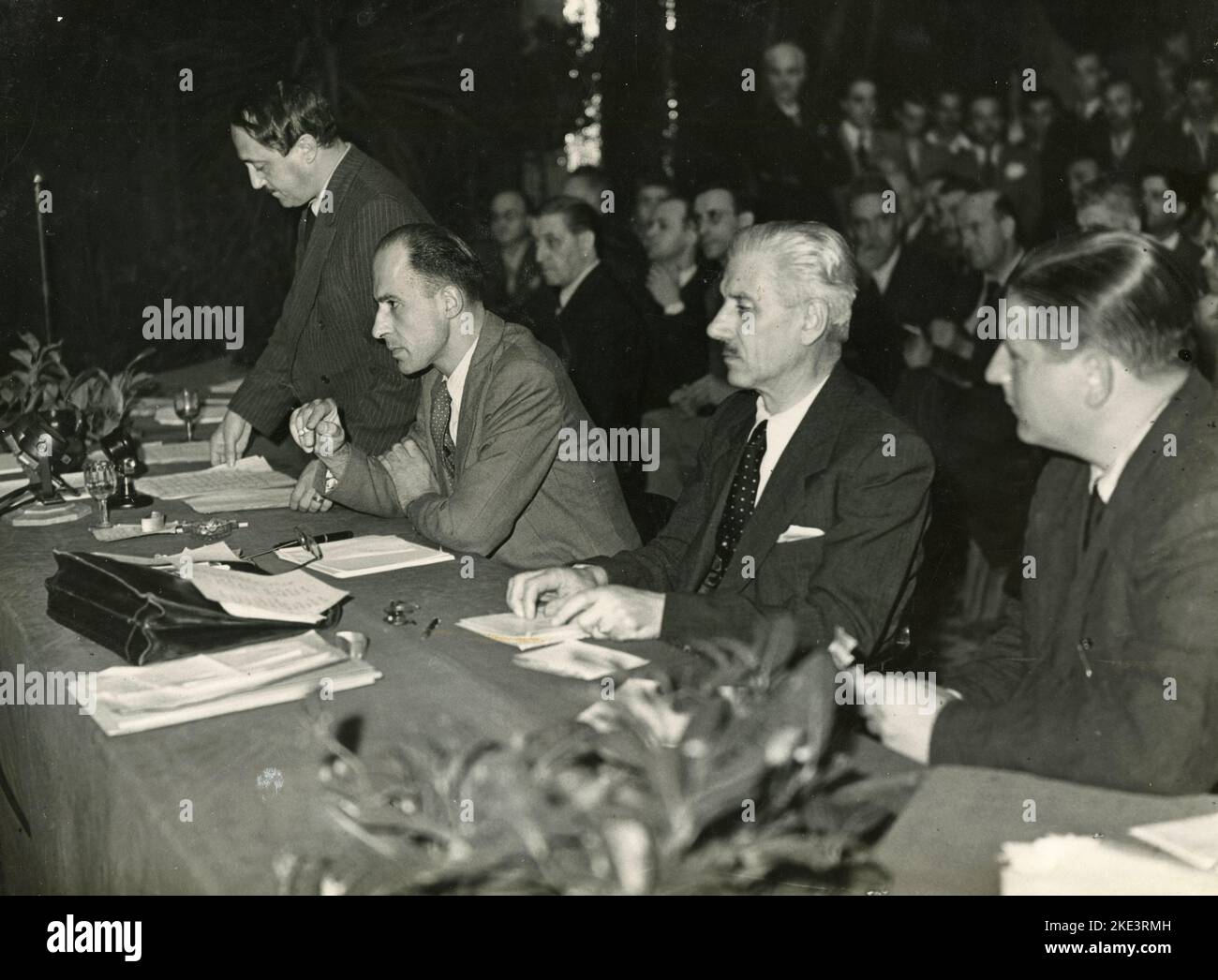 Italian lawyer and politician Giuseppe Brusasca speaking to the CLNAI ...