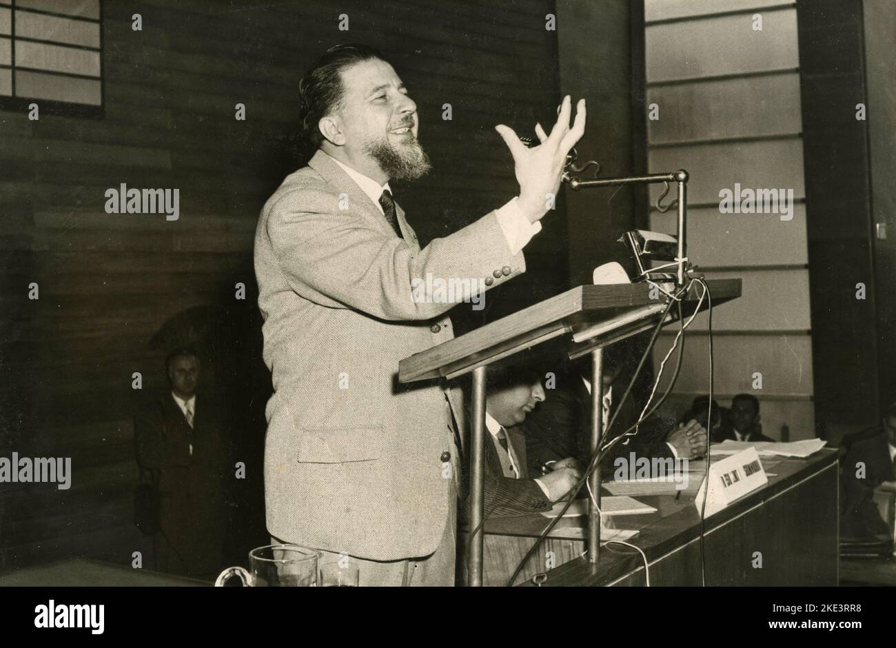 Italian politician Aldo Bozzi addressing the VII Congress of Partito ...