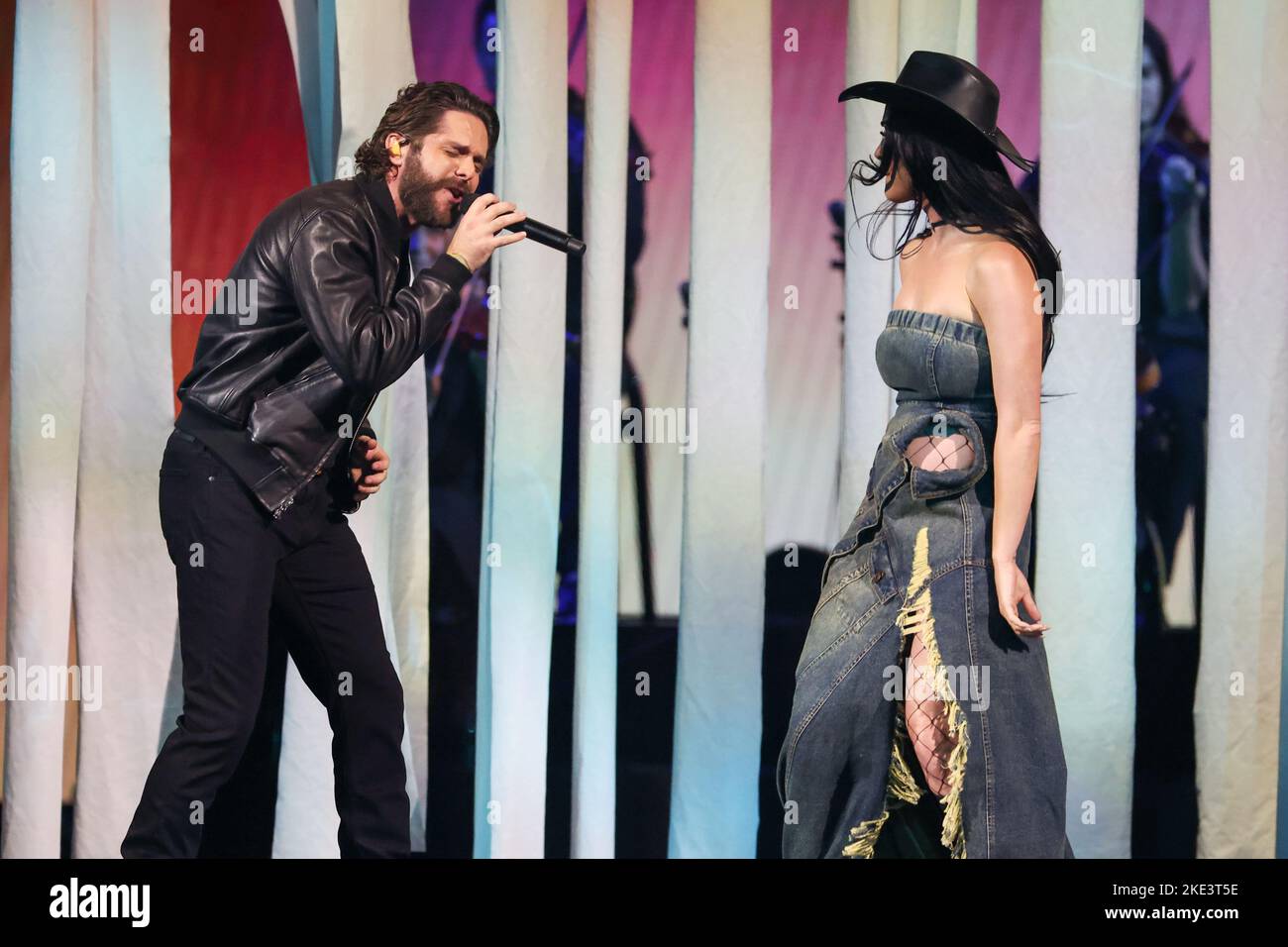 Thomas Rhett and Katy Perry onstage at the 56th Annual Country Music ...