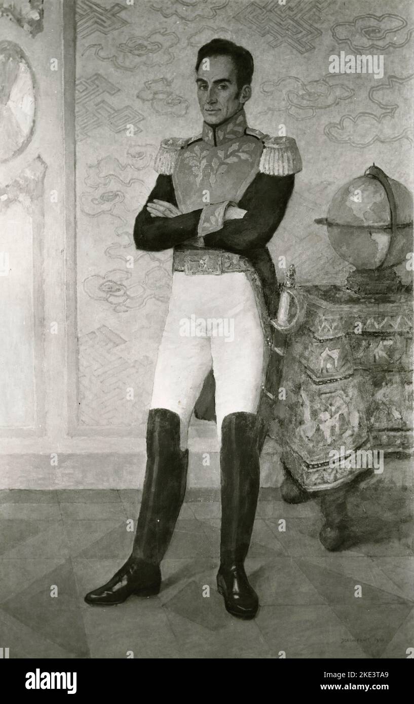 Portrait of Venezuelan general and revolutionary Simon Bolivar ...