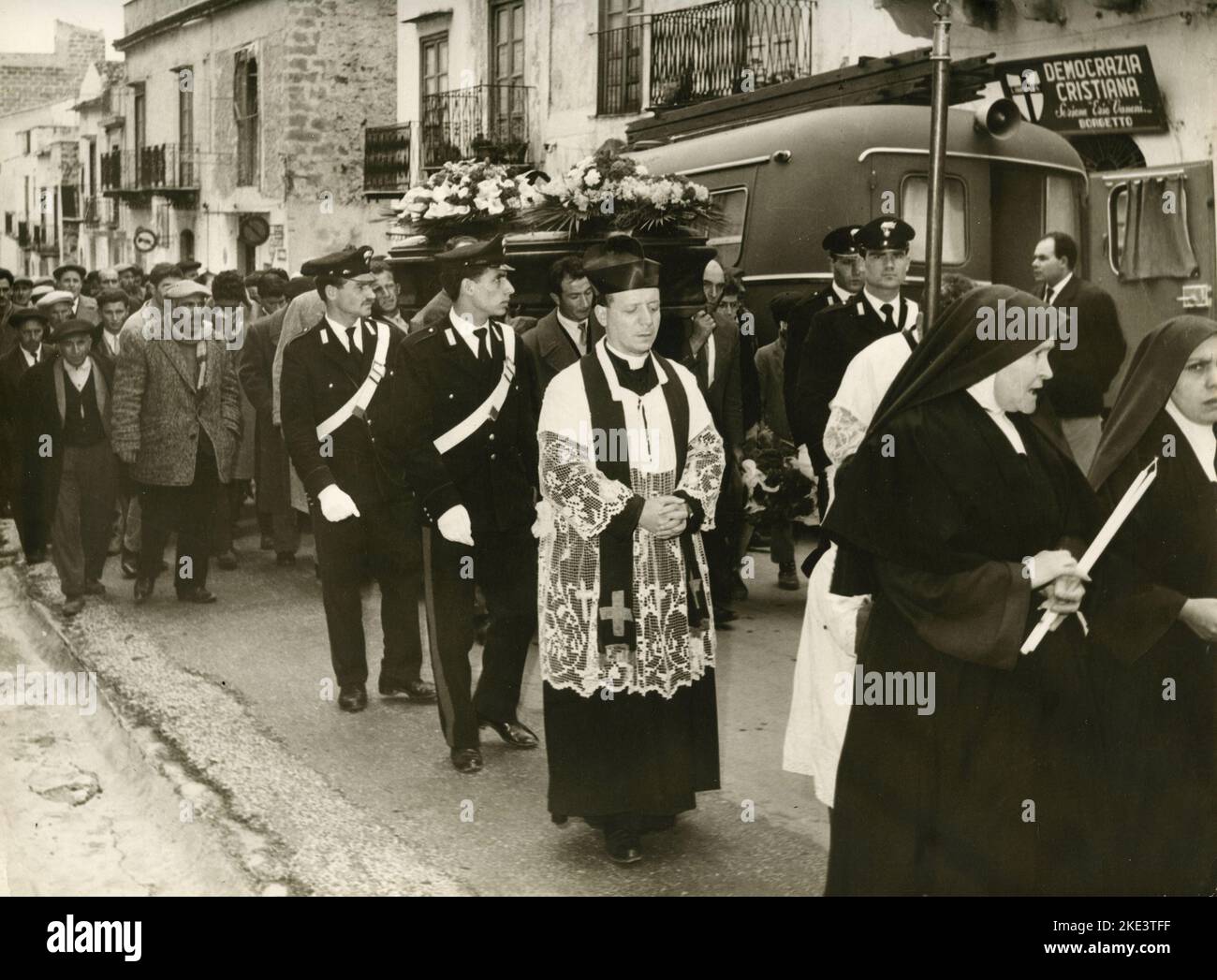 Carabinieri police during a funeral of a mafia mobster, Borgello ...