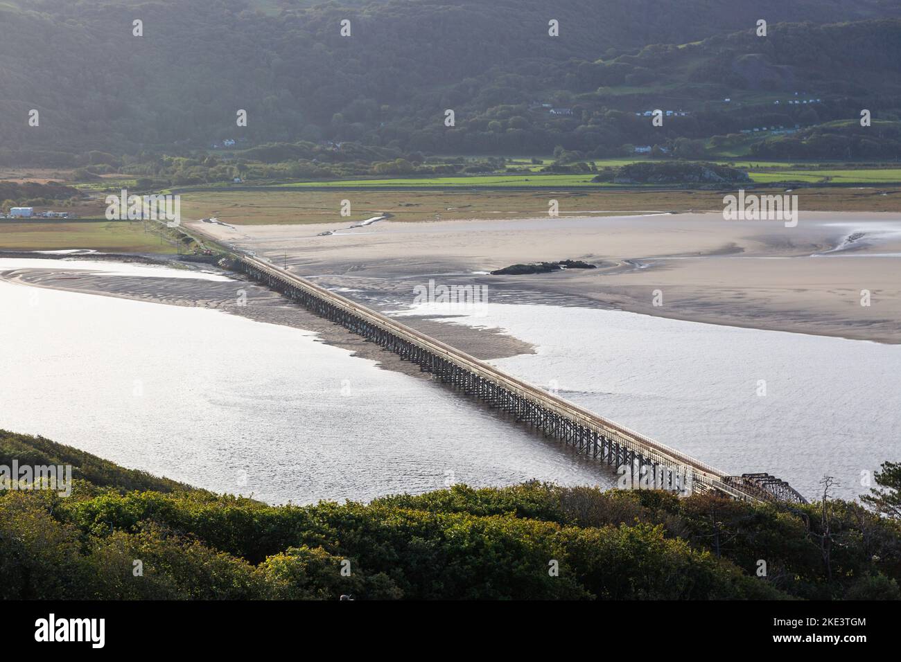 The Barmouth toll bridge across the Afon Mawddach river, Barmouth ...