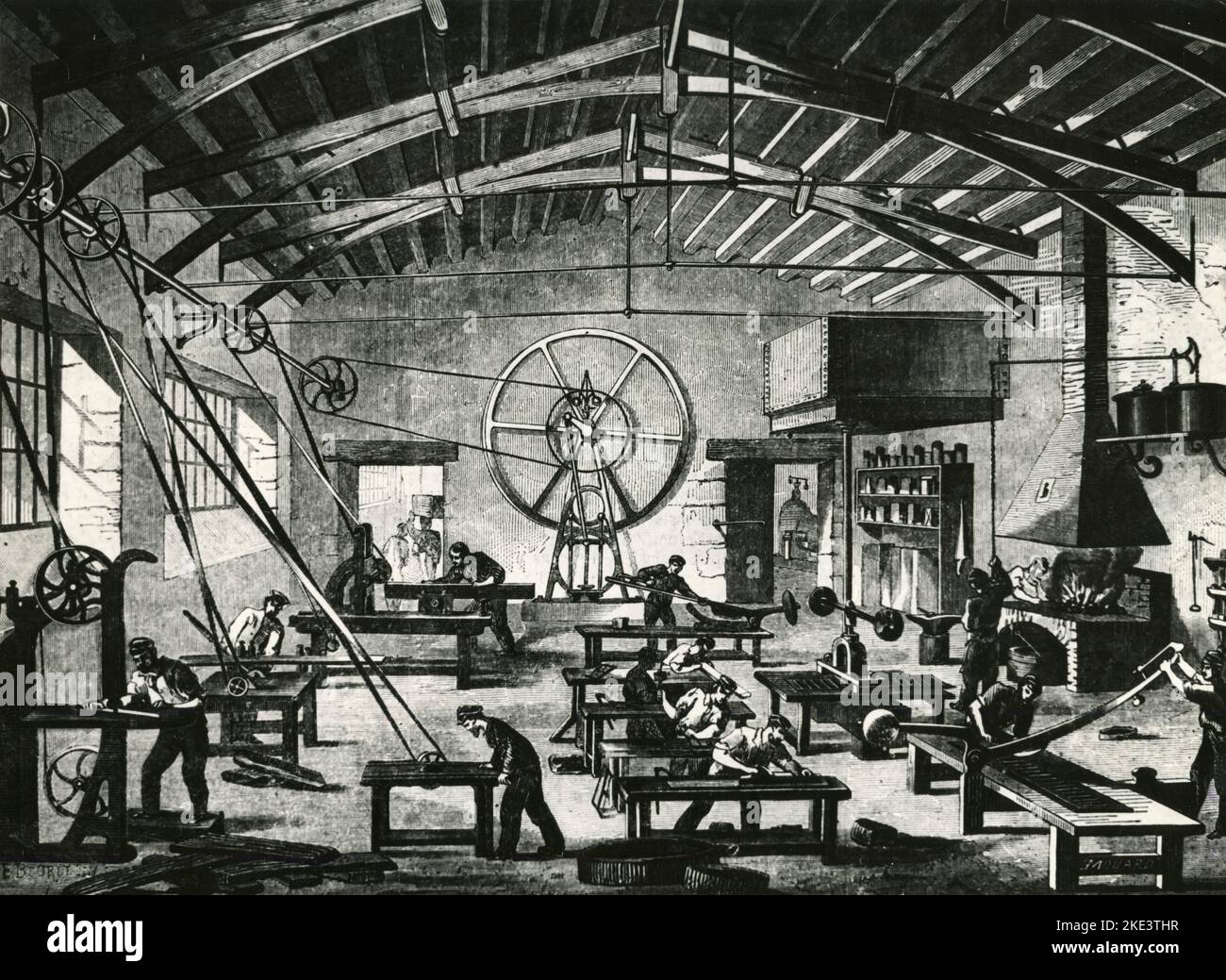 View of metal engineering factory, illustration,Italy 1890s Stock Photo ...