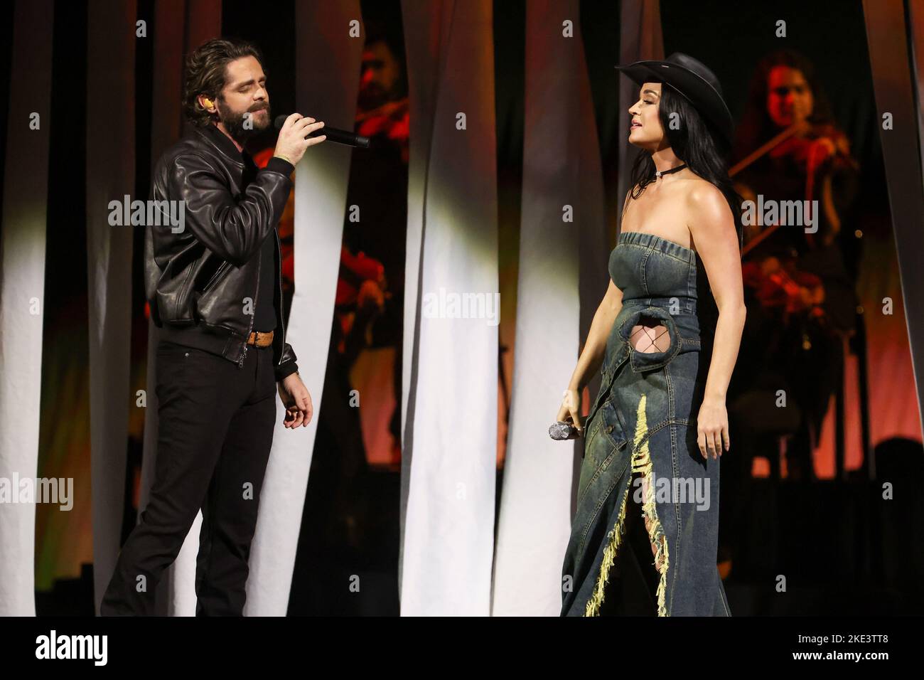 Thomas Rhett and Katy Perry onstage at the 56th Annual Country Music ...