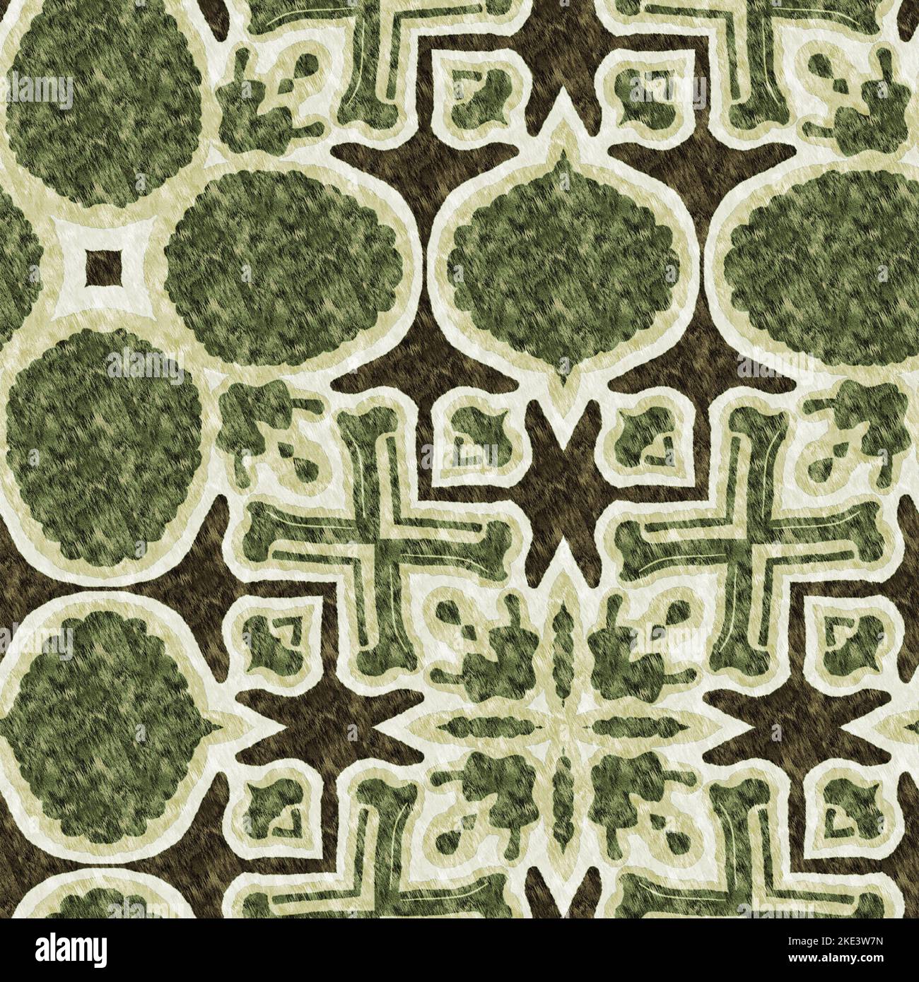 Mosaic geometric green seamless texture pattern. Trendy kaleidoscope ...