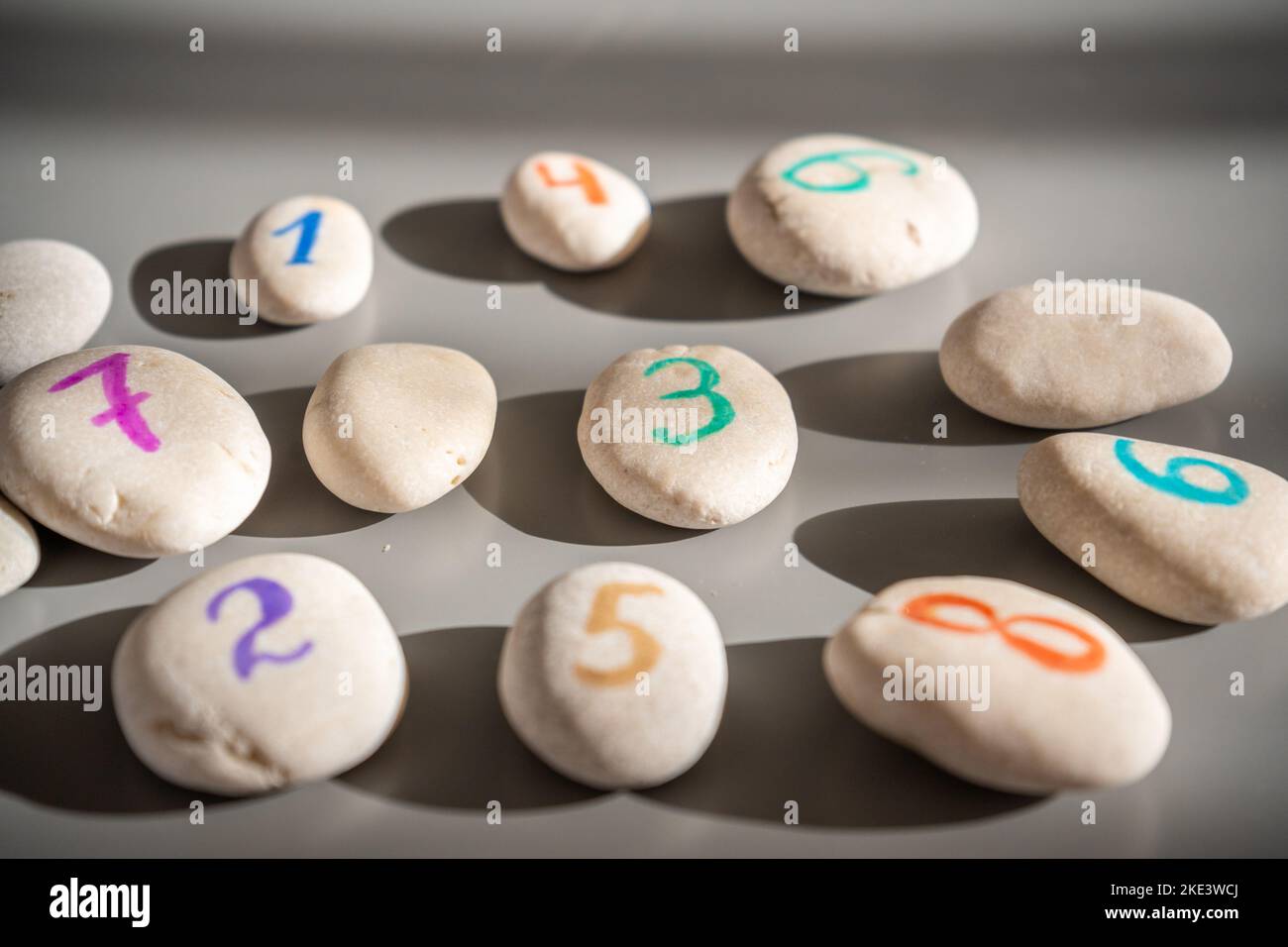 Colorful stones signed by numbers, an alternative method of children ...