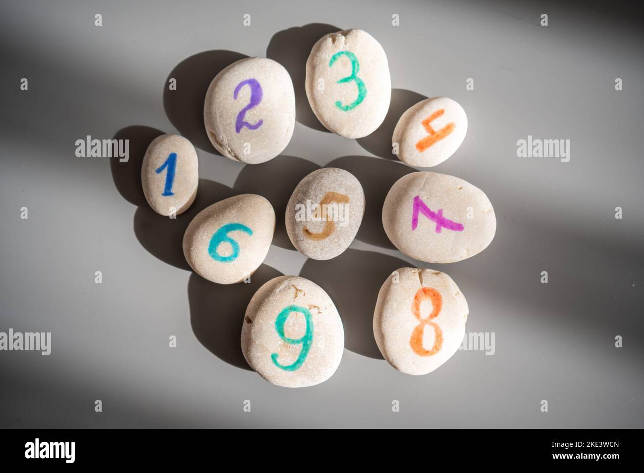 Colorful stones signed by numbers, an alternative method of children ...