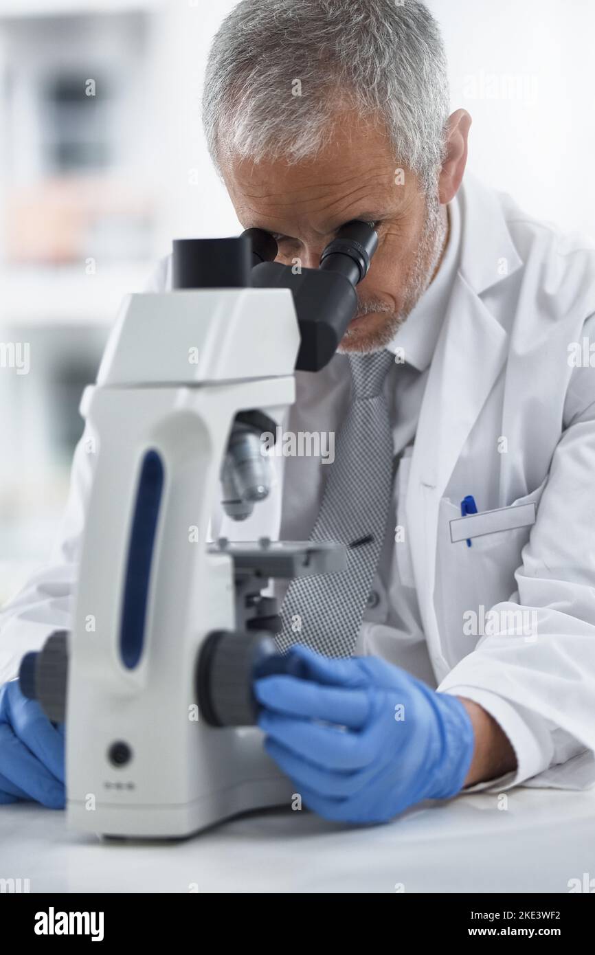 Delving into the microscopic world. a researcher at work on a ...