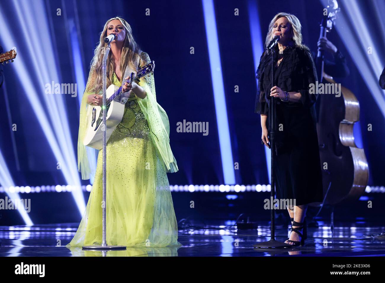 Carly Pearce and Sonya Isaacs onstage at the 56th Annual Country Music ...