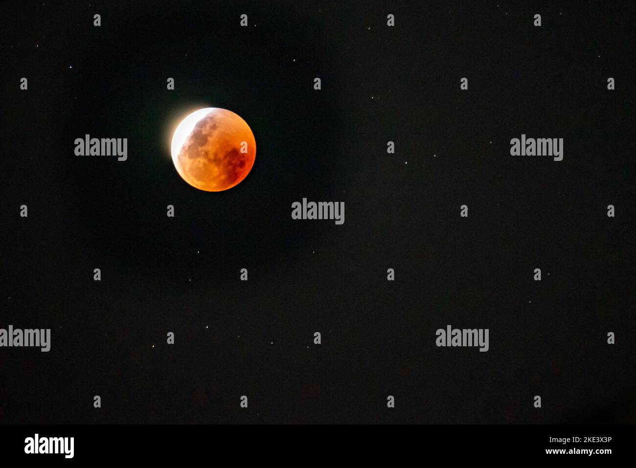 The November 8th 2022 Blood Moon close to being fully eclipsed, viewed ...