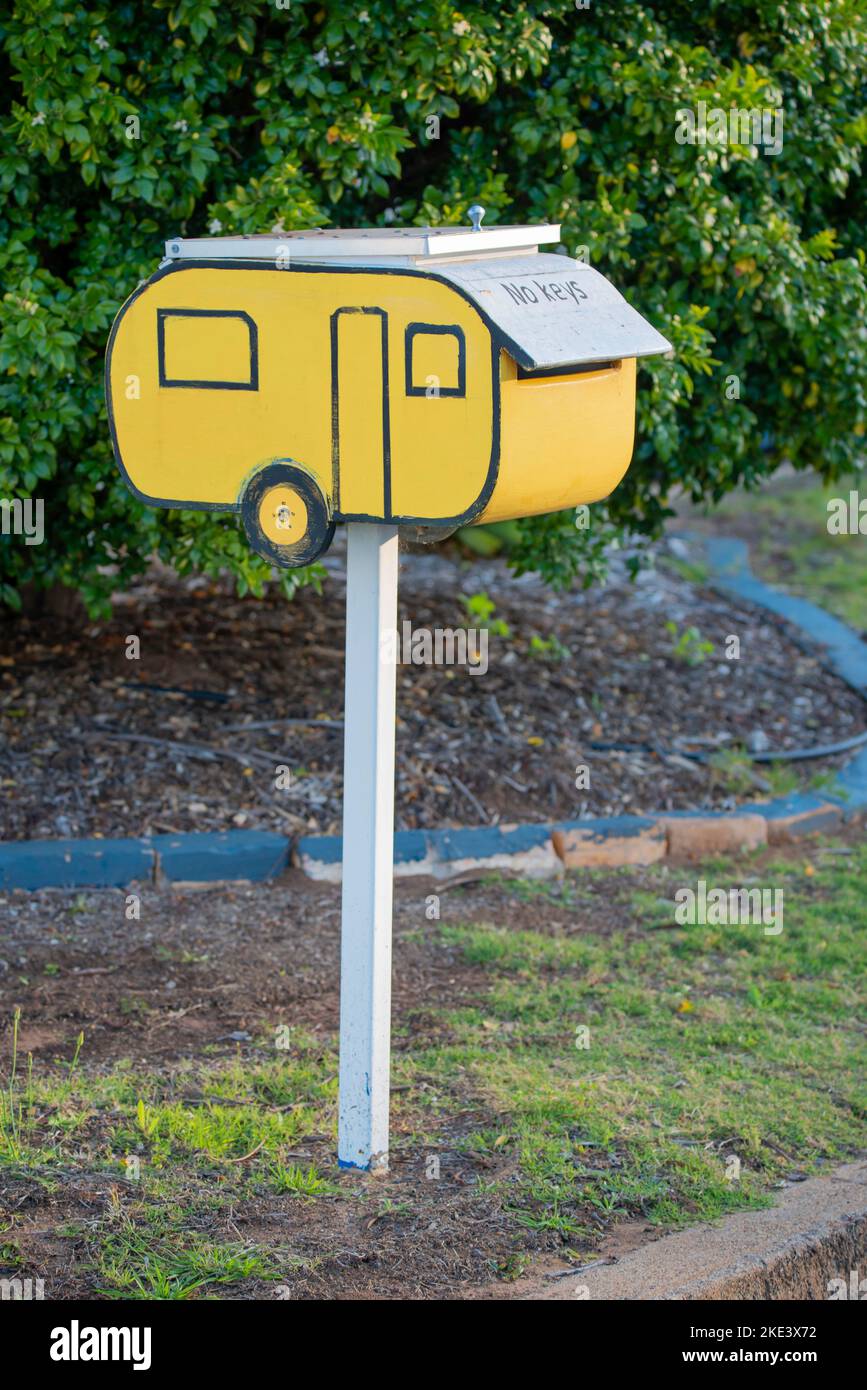 The cute caravan shaped letterbox at the entrance to the Big Sky ...