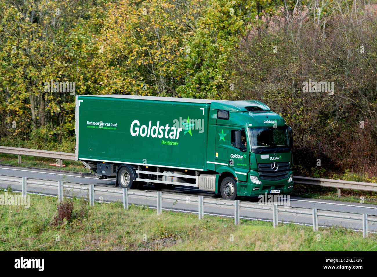 Goldstar Heathrow lorry joining the M40 motorway at Junction 15 ...