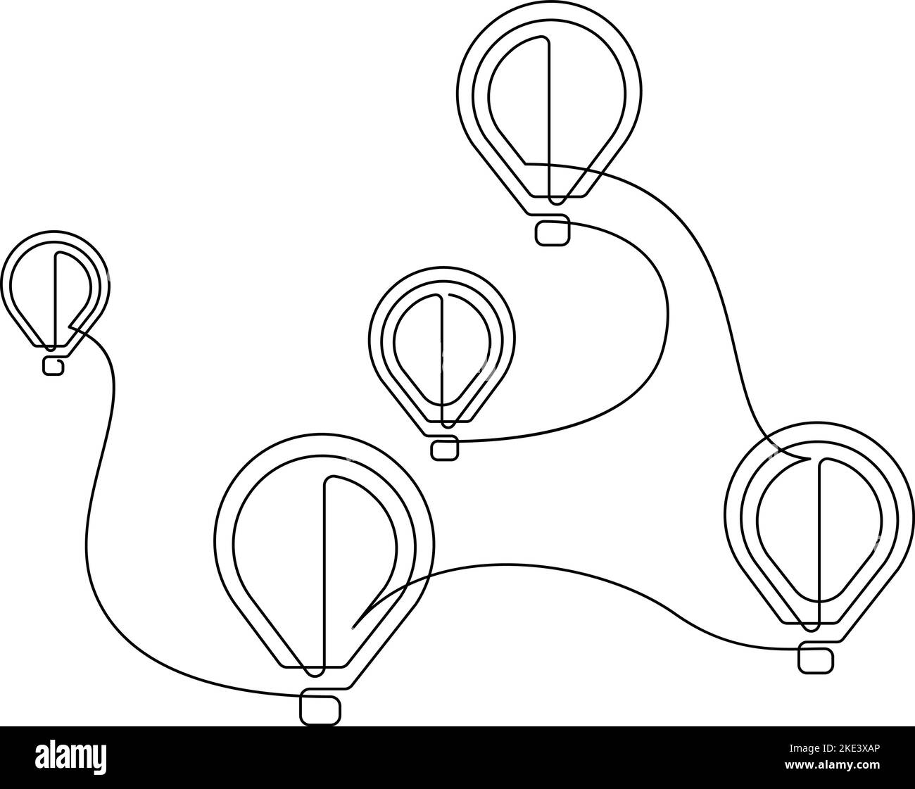 Continuous Line Drawing Of Hot Air Balloon Vector Illustration Hi Res