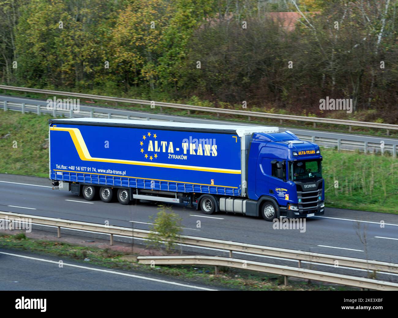 Alta-Trans lorry on the M40 motorway, Warwickshire, UK Stock Photo - Alamy
